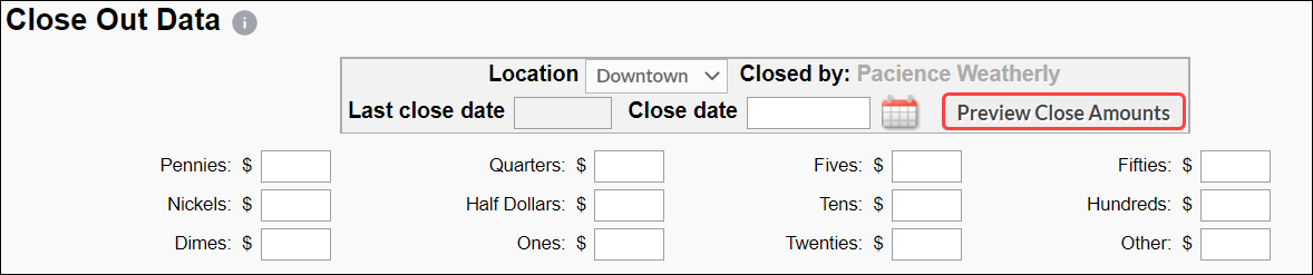 Daily Closeout report