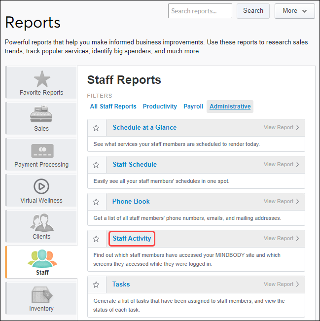 Staff Activity report