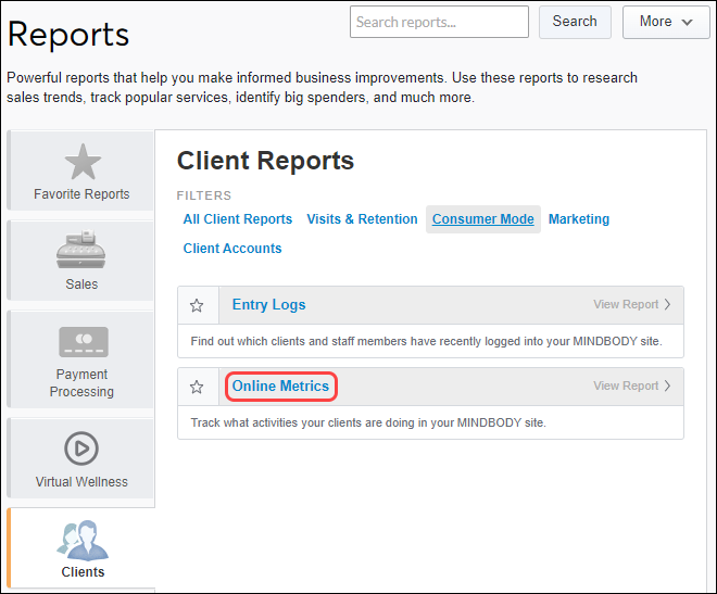 Online Metrics report