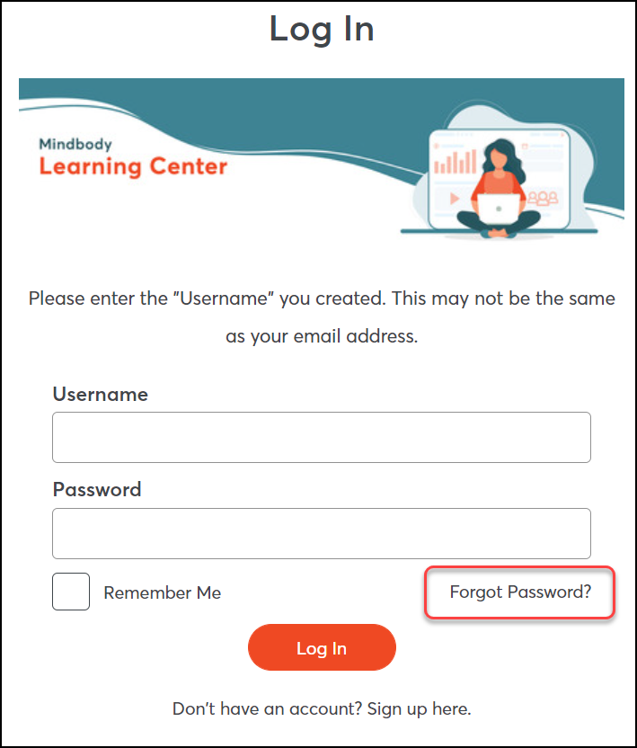 Logging into the Mindbody Learning Center