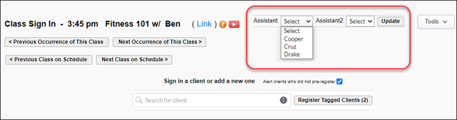 Assistants (classes and courses): Setup and scheduling