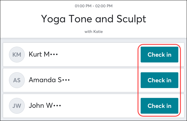 Mindbody Check-in app