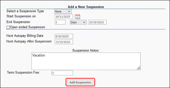 How to suspend (pause/freeze) a contract