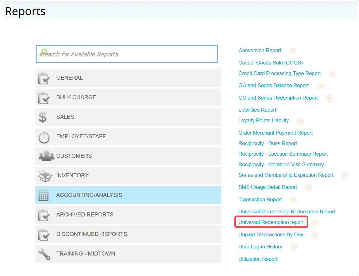 Universal Redemption report (GC and Series) - Booker