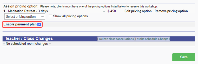 Courses: Payment plans