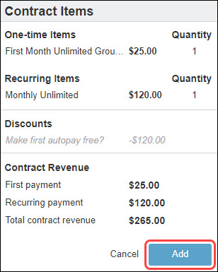 How to discount the first month of a contract