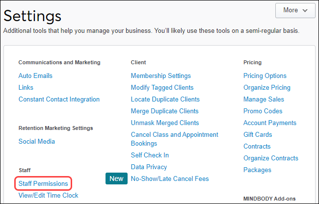 Staff Permissions - Appointments