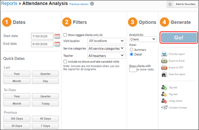 How to use the Attendance Analysis report to find the number of classes all clients have ...