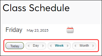 Class Schedule screen overview