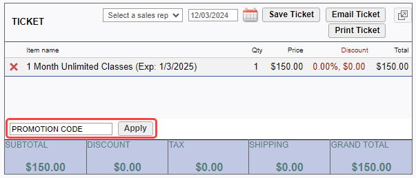 Promotions (Promo codes)