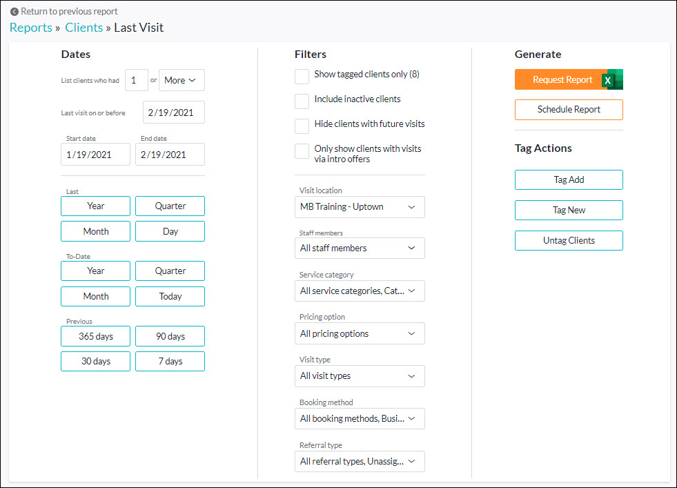 How to schedule Last Visit Reports