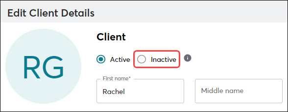 Client Management: Active and inactive client accounts