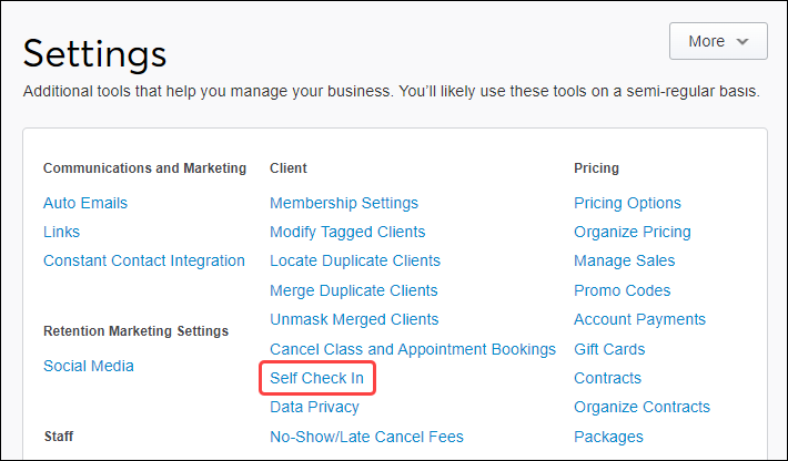 Self Check In screen (Self Sign-In)