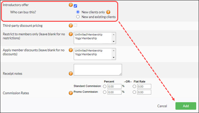 How to create an intro offer