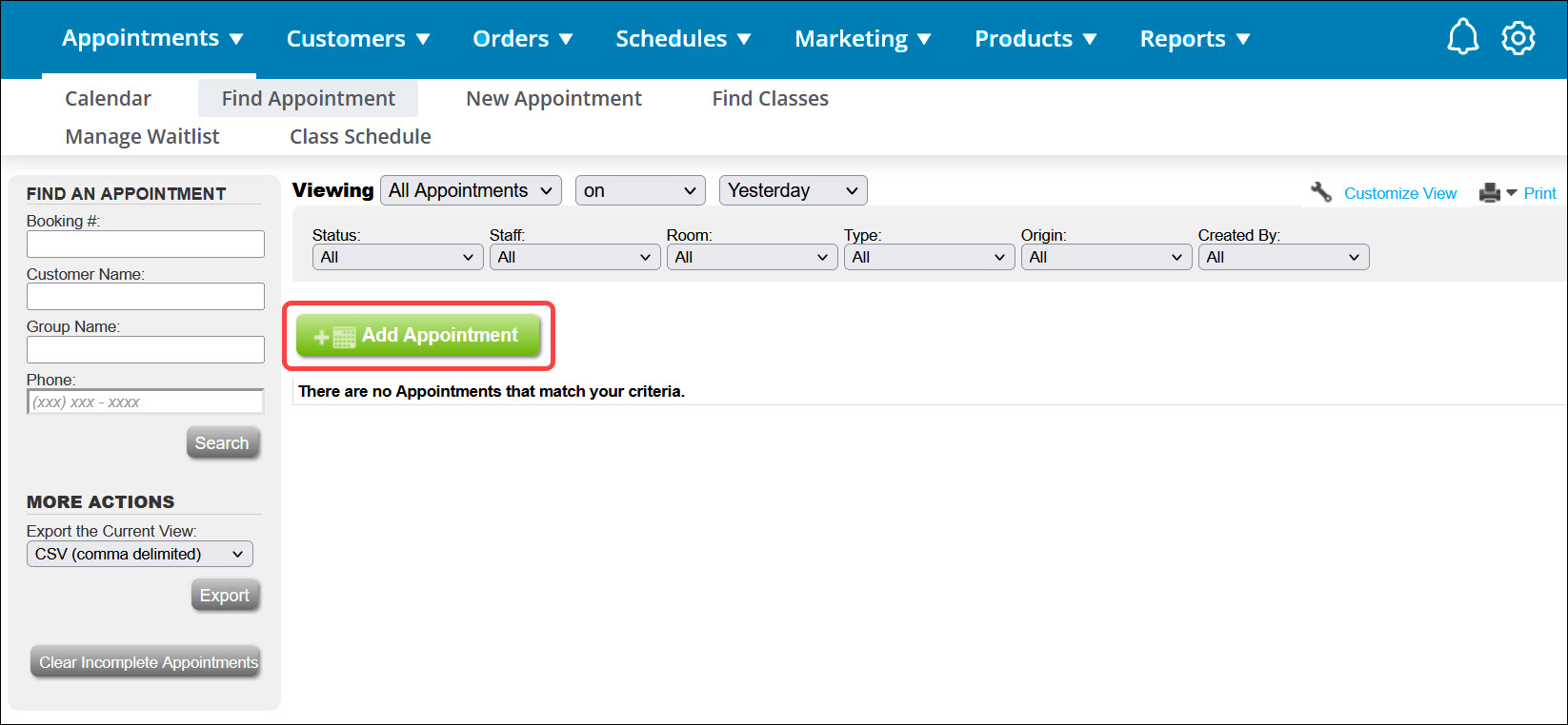Find Appointment page and the Appointments List - Booker