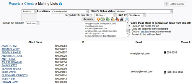 Mailing Lists report