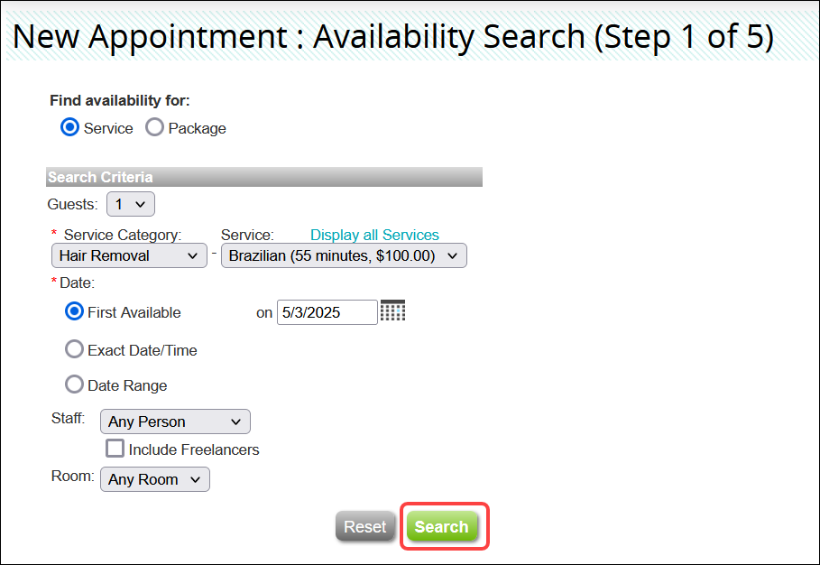 New Appointment page: How to book an appointment (Version 1 Accounts ...
