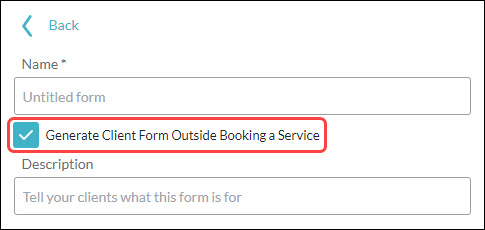 How to send a client form without having to book a service