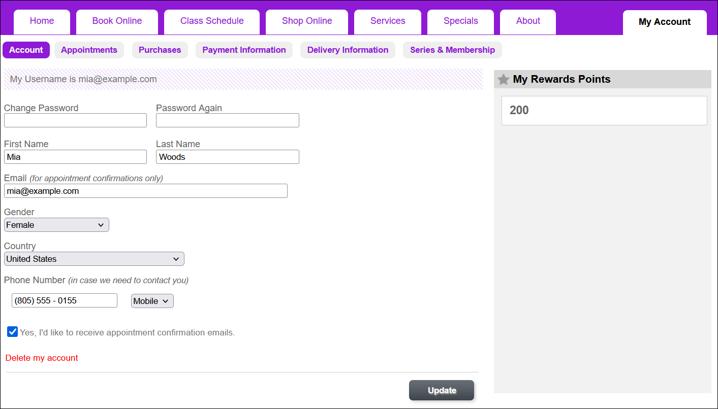 Legacy booking sites: Appointment and account management features - Booker