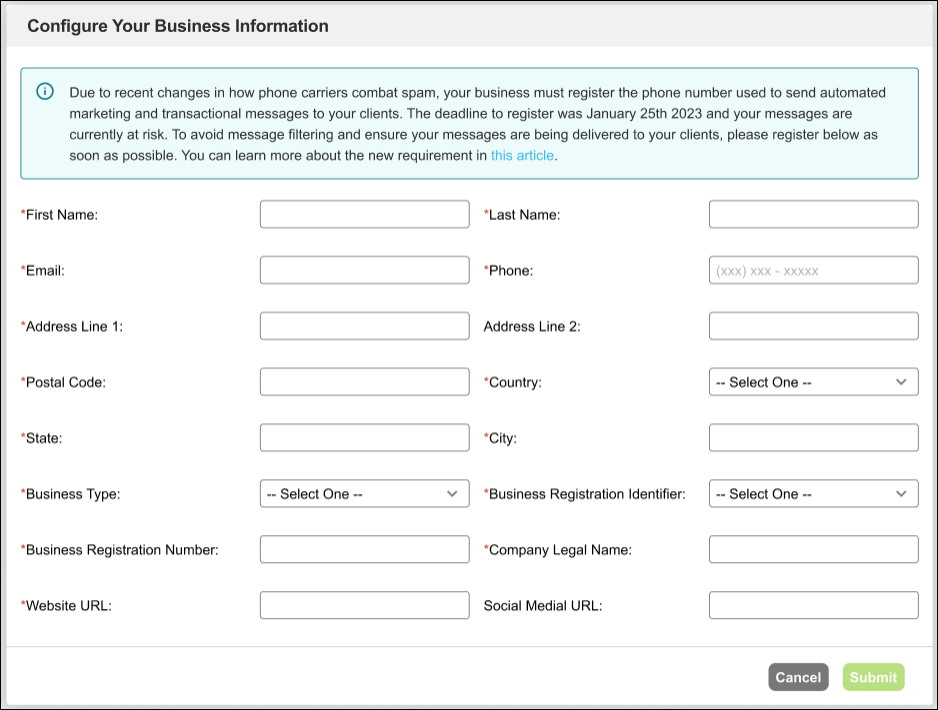 Twilio 10DLC Registration Requirements
