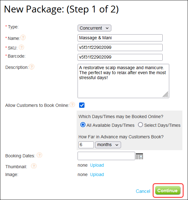 How to create and use packages (Version 1 Accounts) - Booker