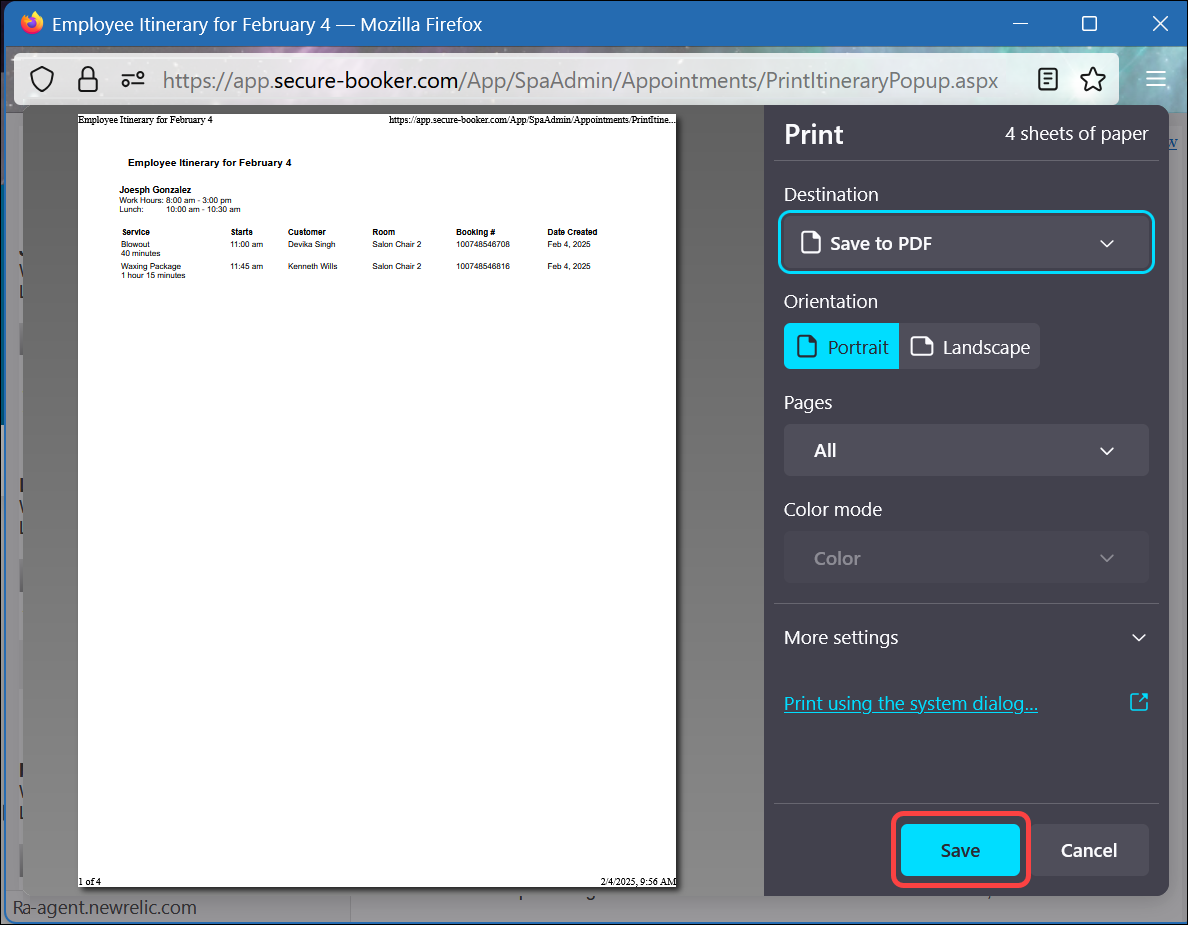 How to print and export your calendar - Booker