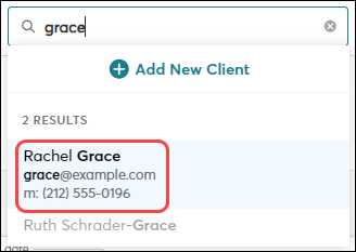 Client Account Details screen