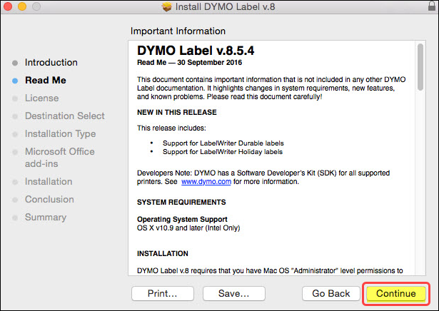 Label Printer - DYMO LABEL WRITER (Mac)