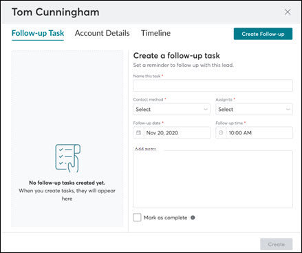 How to create and assign a follow-up task (Sales Pipeline)