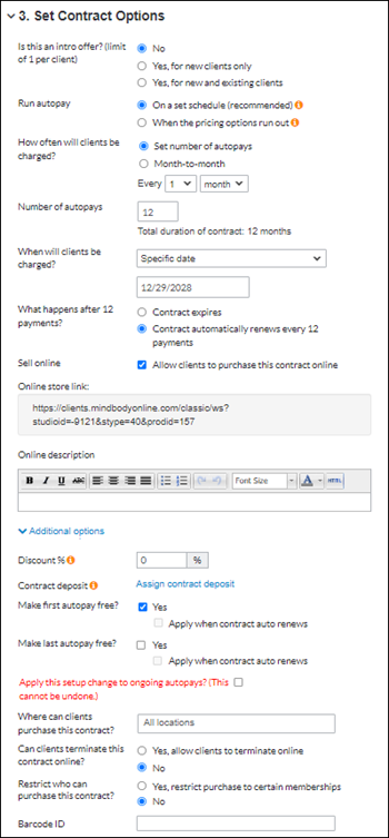 How to add and set up a contract
