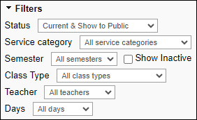 Manage Schedules Screen Classic Setup