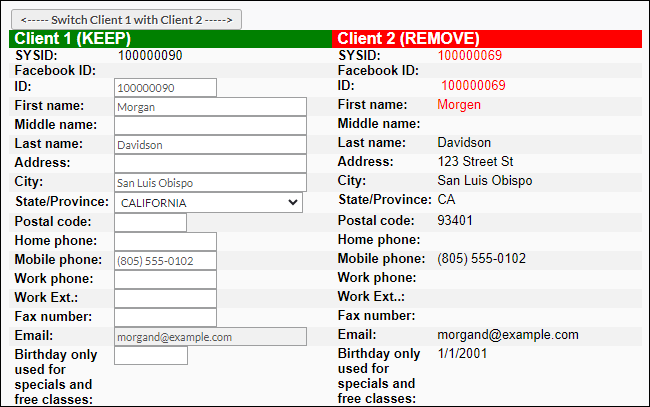 Merge Duplicate Clients tool