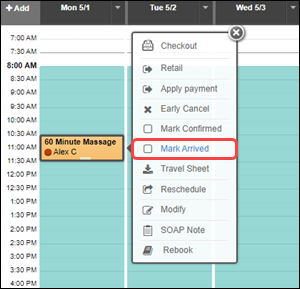 Appointment check-ins using the Appointment Arrival feature