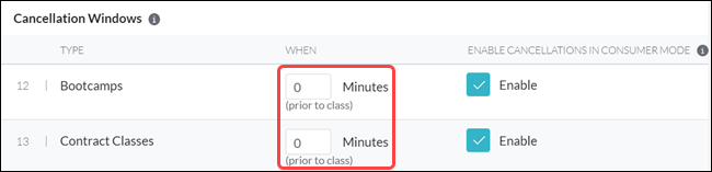 How to set up cancellation windows