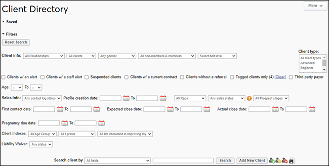 Client Management: Active and inactive client accounts