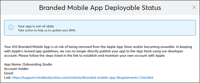 Branded App Deployable Status alert in Retention Marketing Dashboard ...