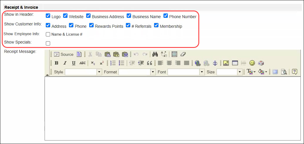 How to customize printed receipts (Version 2 Accounts) - Booker