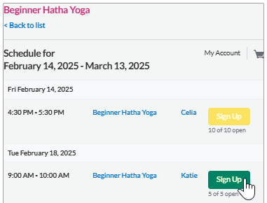 Class List widget setup and options (branded web widgets)