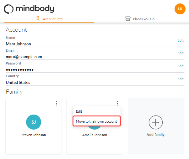 How to move a family member to their own account (family accounts)