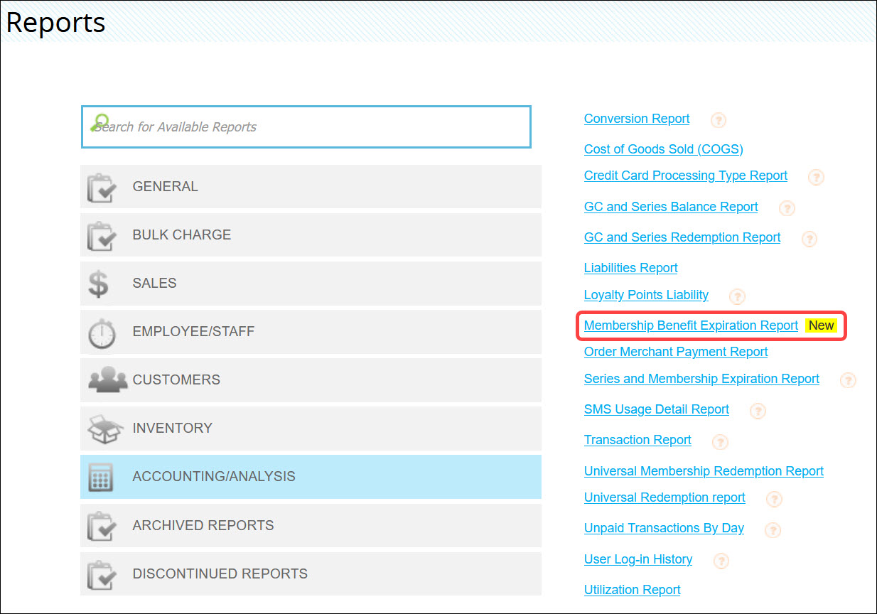 Membership Benefits Expiration report - Booker