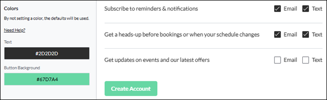 Registration widget setup and options (branded web widgets)