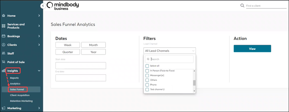 Lead channels overview in the sales pipeline (Lead Management)