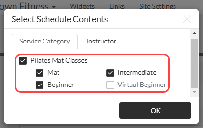 How to show or hide classes and courses on the Schedule widget (branded ...