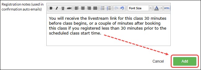 Class registration notes