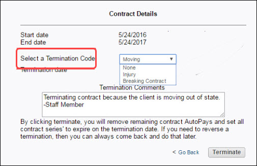 How to create a Contract Termination Code