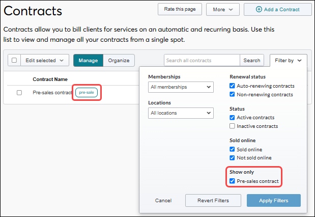 How to set up pre-sale contracts