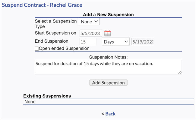 Managing contracts from the client Account Details screen