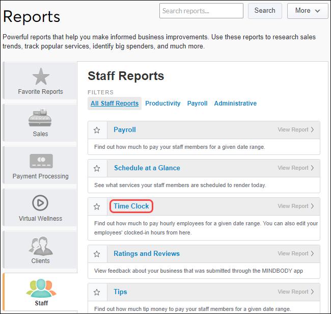 Time Clock report