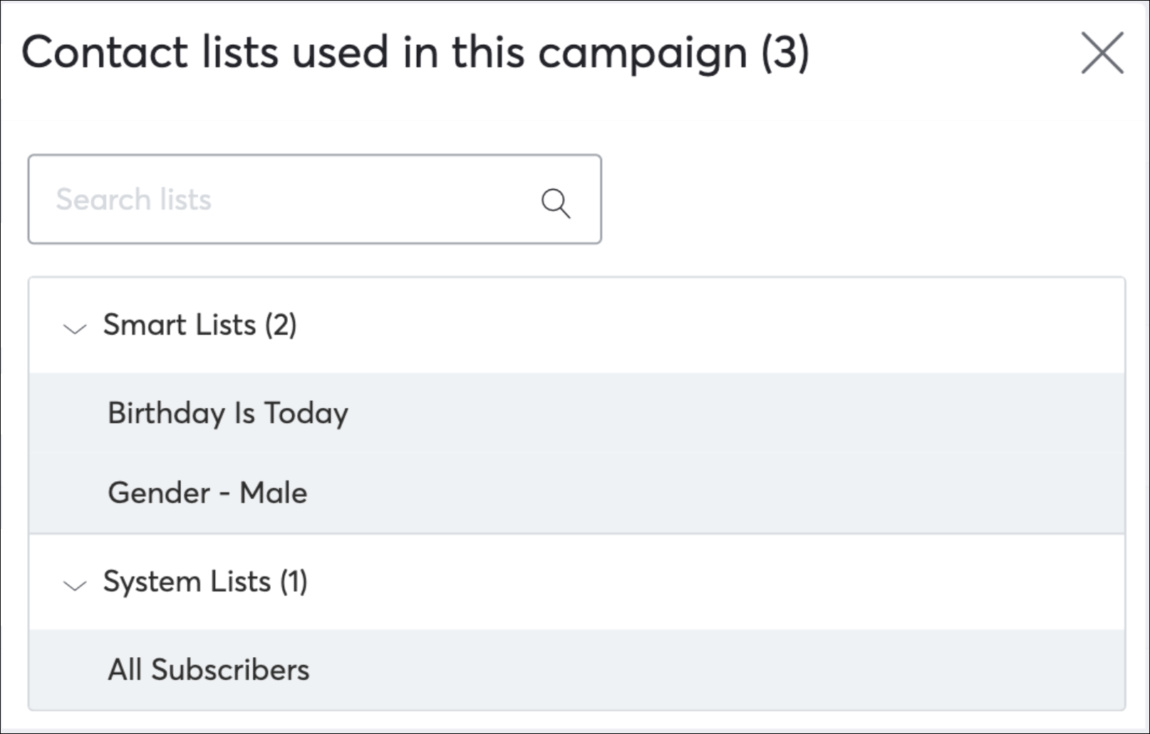 How to identify contact lists used for a sent campaign (Marketing Suite)