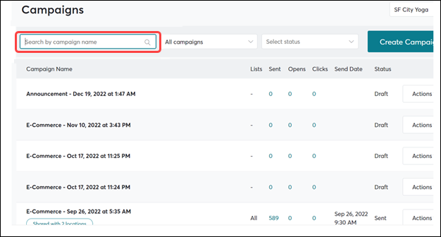 How to filter campaign lists (Marketing Suite)